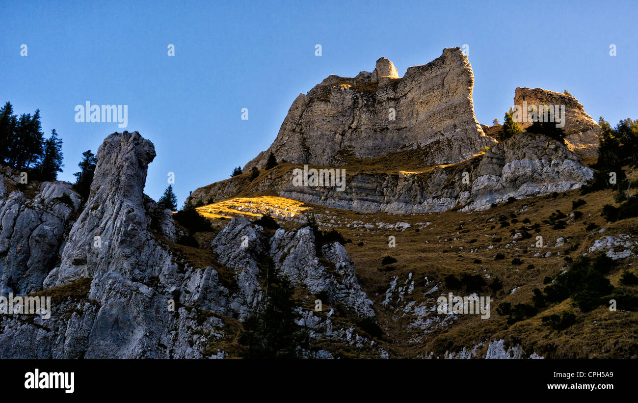 Alps, mountains, cliff, rock face, escarpment, limestone, wall of rock ...