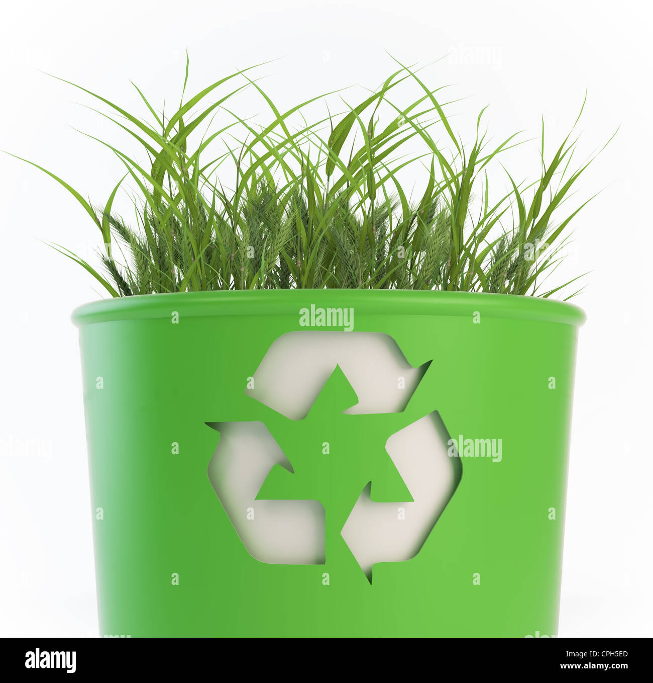 A recycling trash bin with growing grass Stock Photo - Alamy