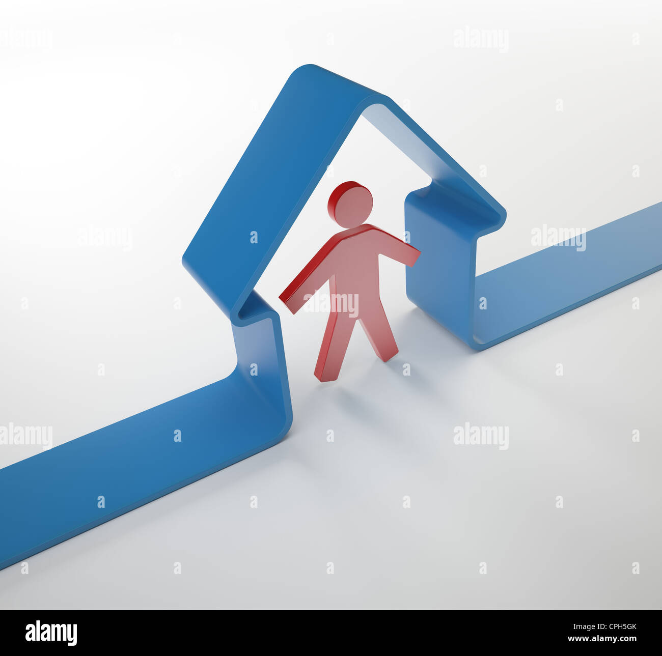 3d house symbol and a human figure Stock Photo - Alamy