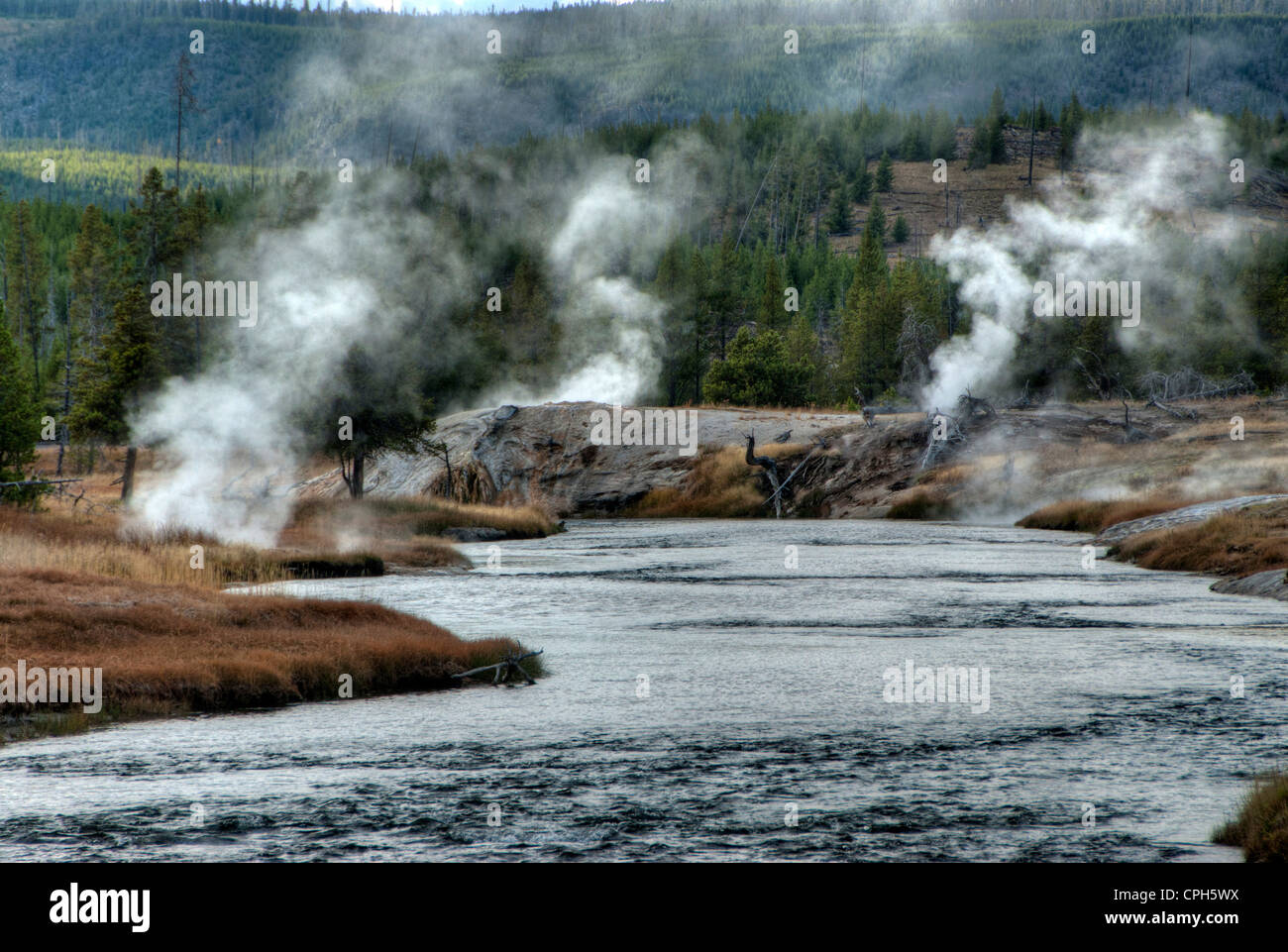 firehole river, Yellowstone, national park, Wyoming, geyser, hot spring ...
