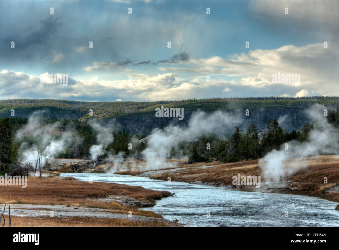 firehole river, Yellowstone, national park, Wyoming, geyser, hot spring ...
