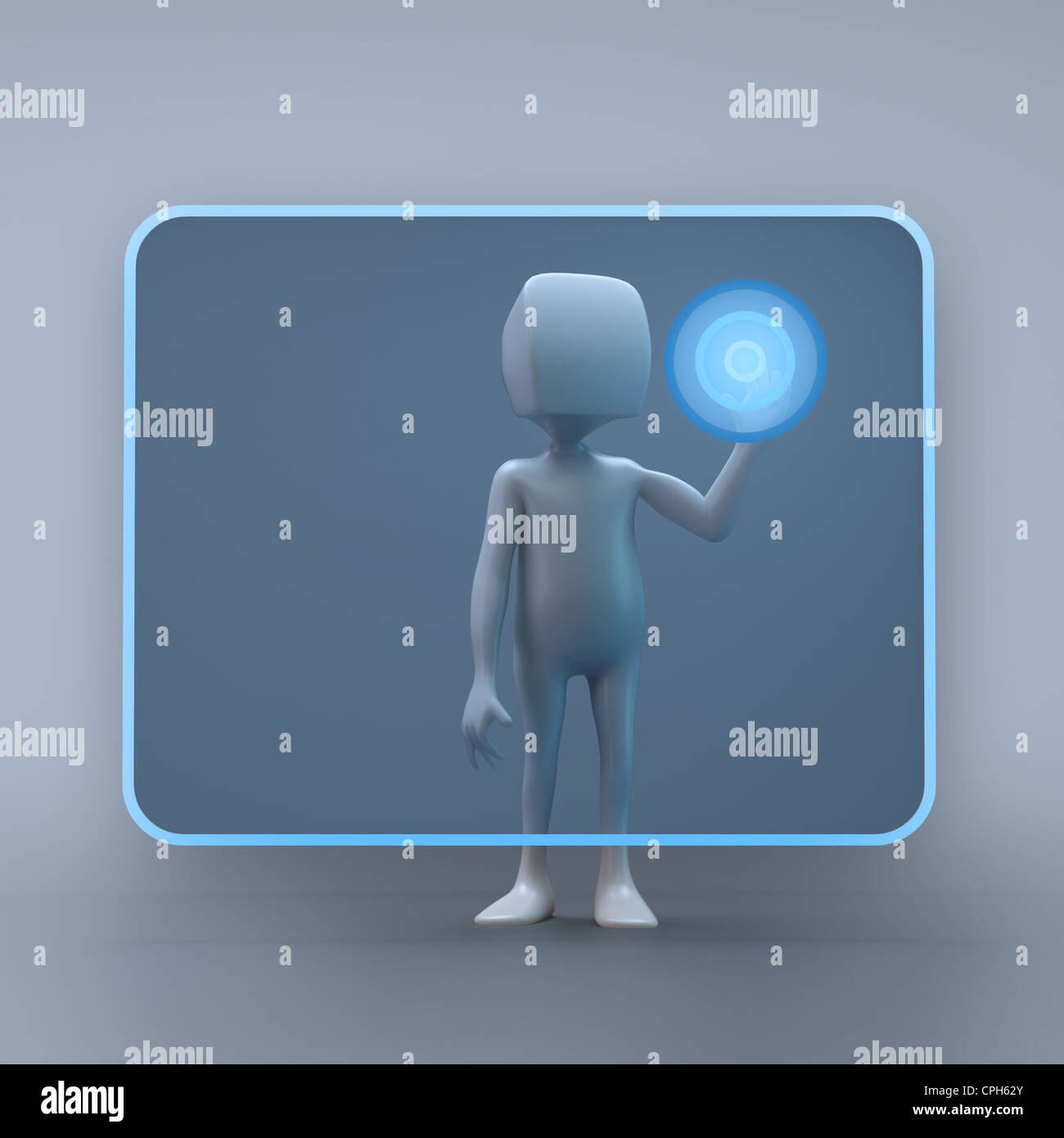3D character Techy using a touchscreen interface Stock Photo - Alamy