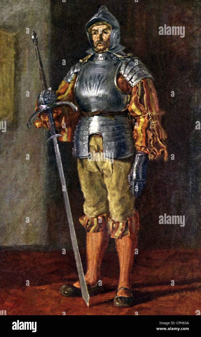 military, Landsknechts, Landsknecht with two-handed sword, 1550 Stock ...