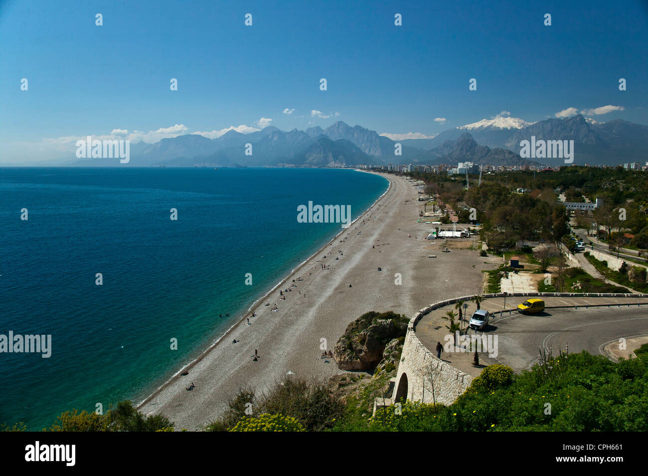 Antalya, mountain, mountains, mountains, city, gravel beach, sea ...