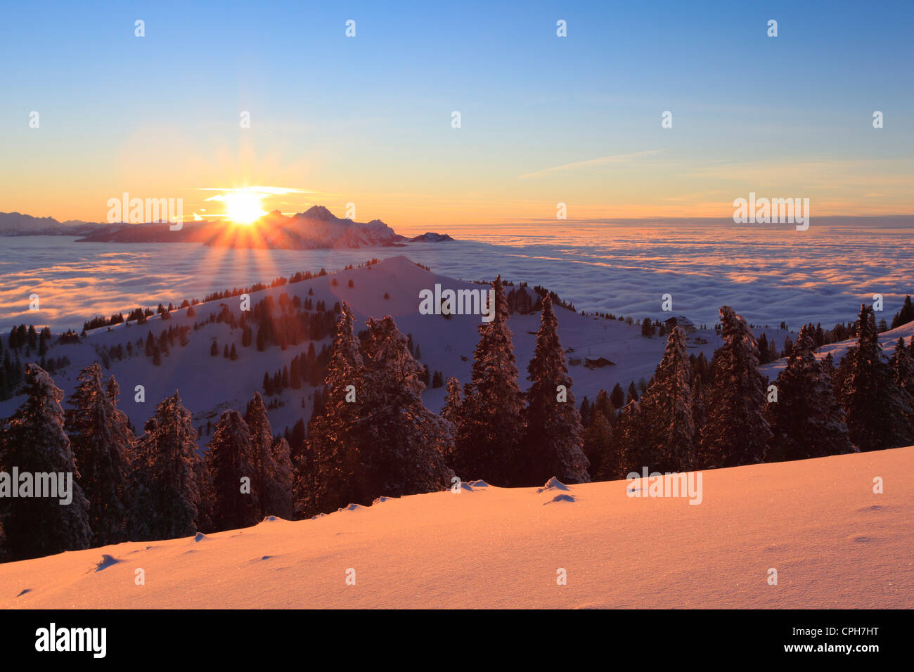Evening, evening light, Alp, Alps, afterglow, alpenglow, view, mountain ...