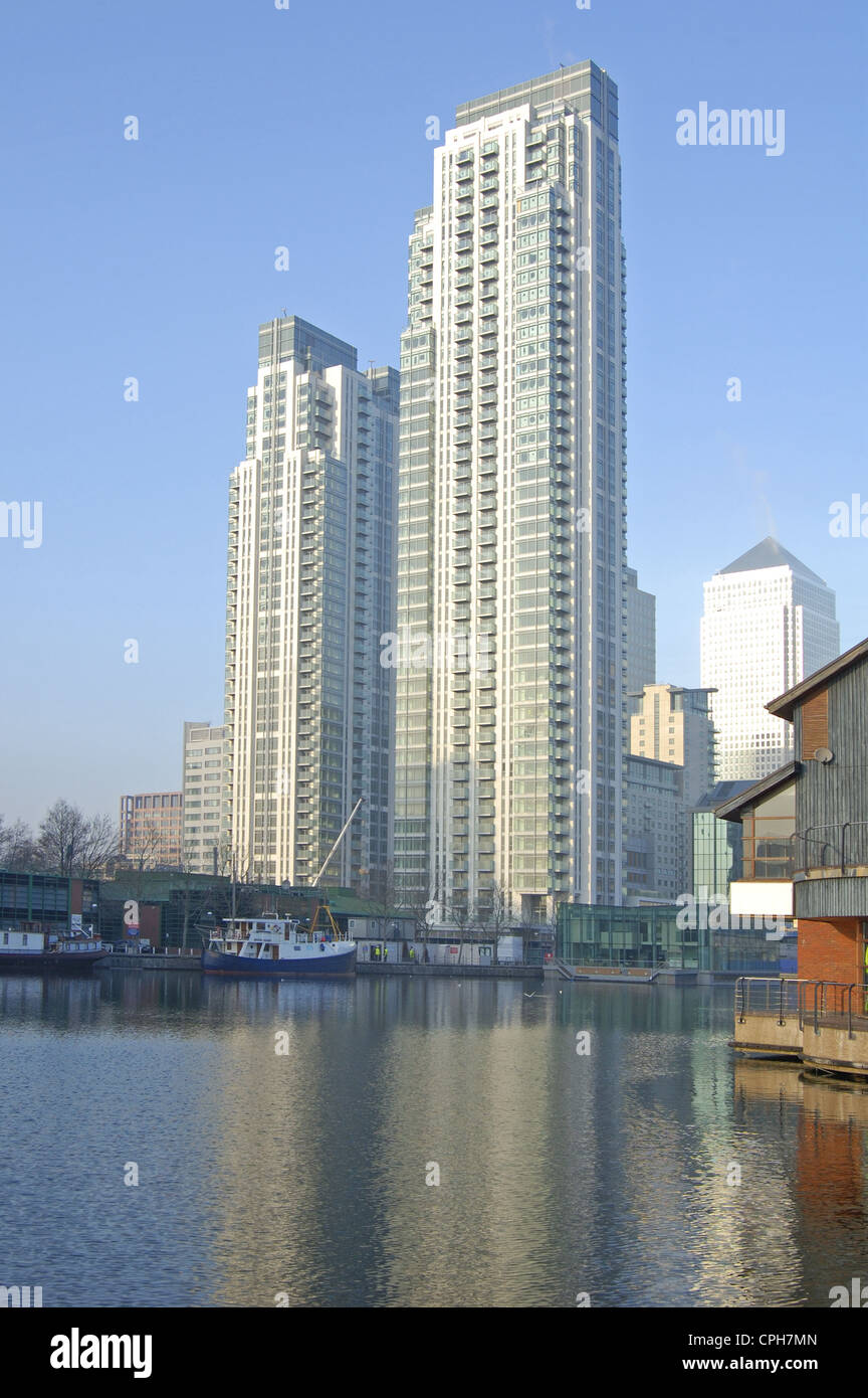 High rise apartment block at South Quay in London, England Stock Photo ...