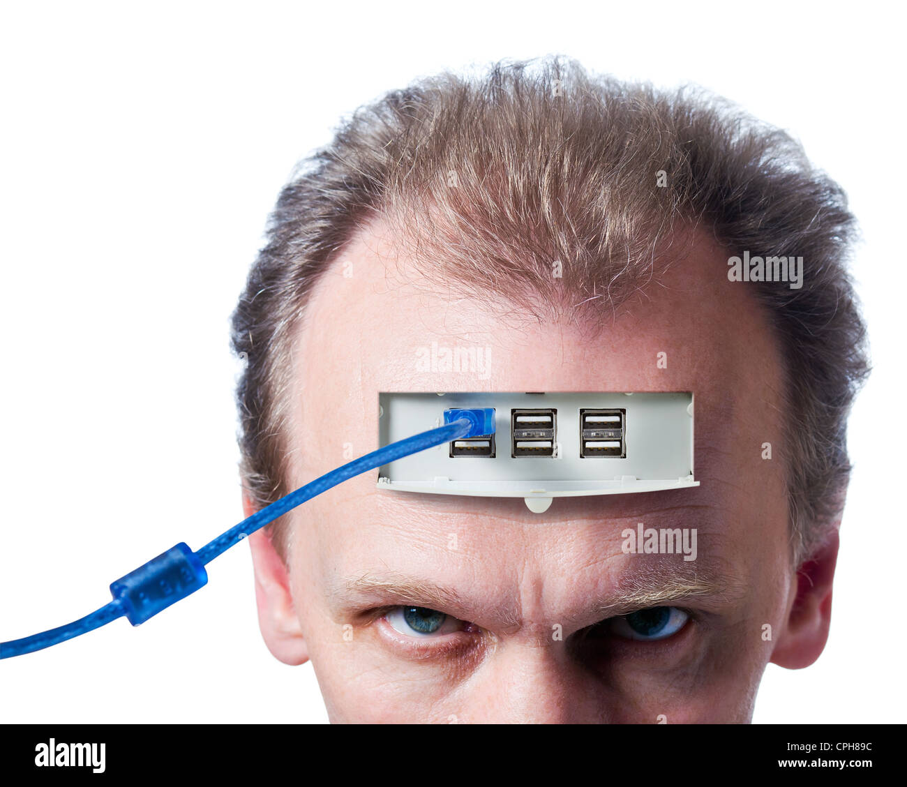 The person connected to the computer , isolated on white Stock Photo ...