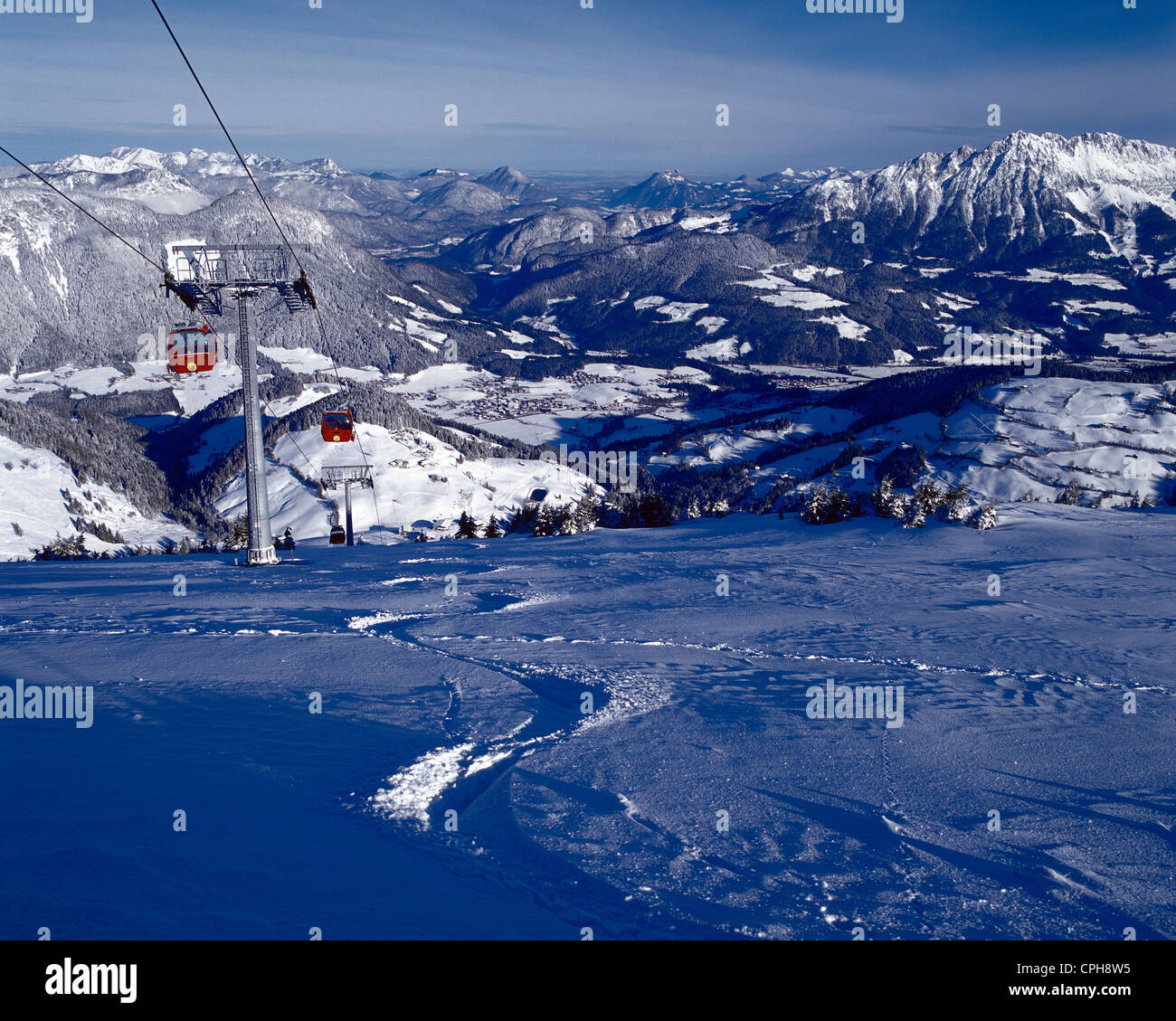 Austria, Europe, Tyrol, lowlands, Söll, scenery, Hohe Salve, winter ...