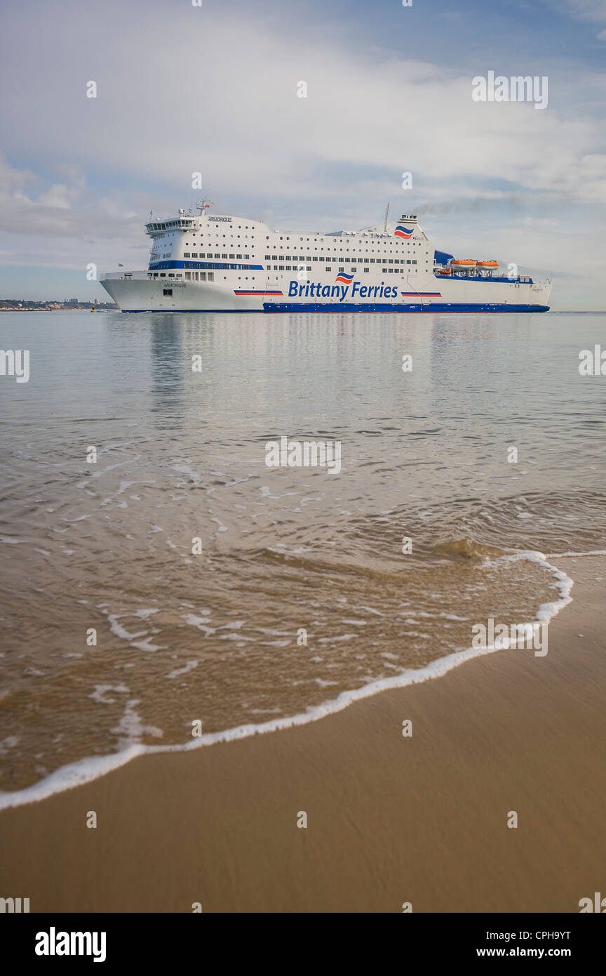 Cross Channel ferry coming into port at Poole Harbour from Studland ...