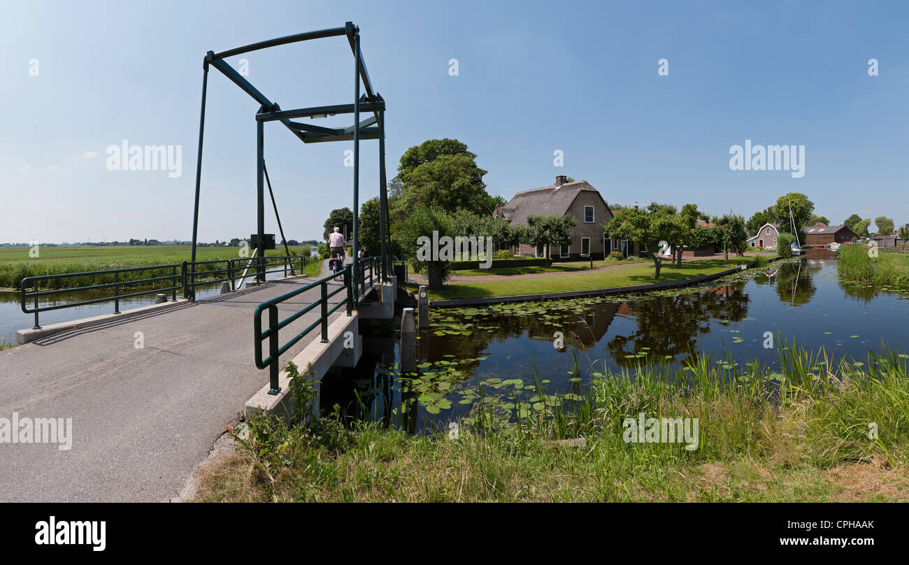 Netherlands, Holland, Europe, Oud Ade, farm, water, summer, Drawbridge ...