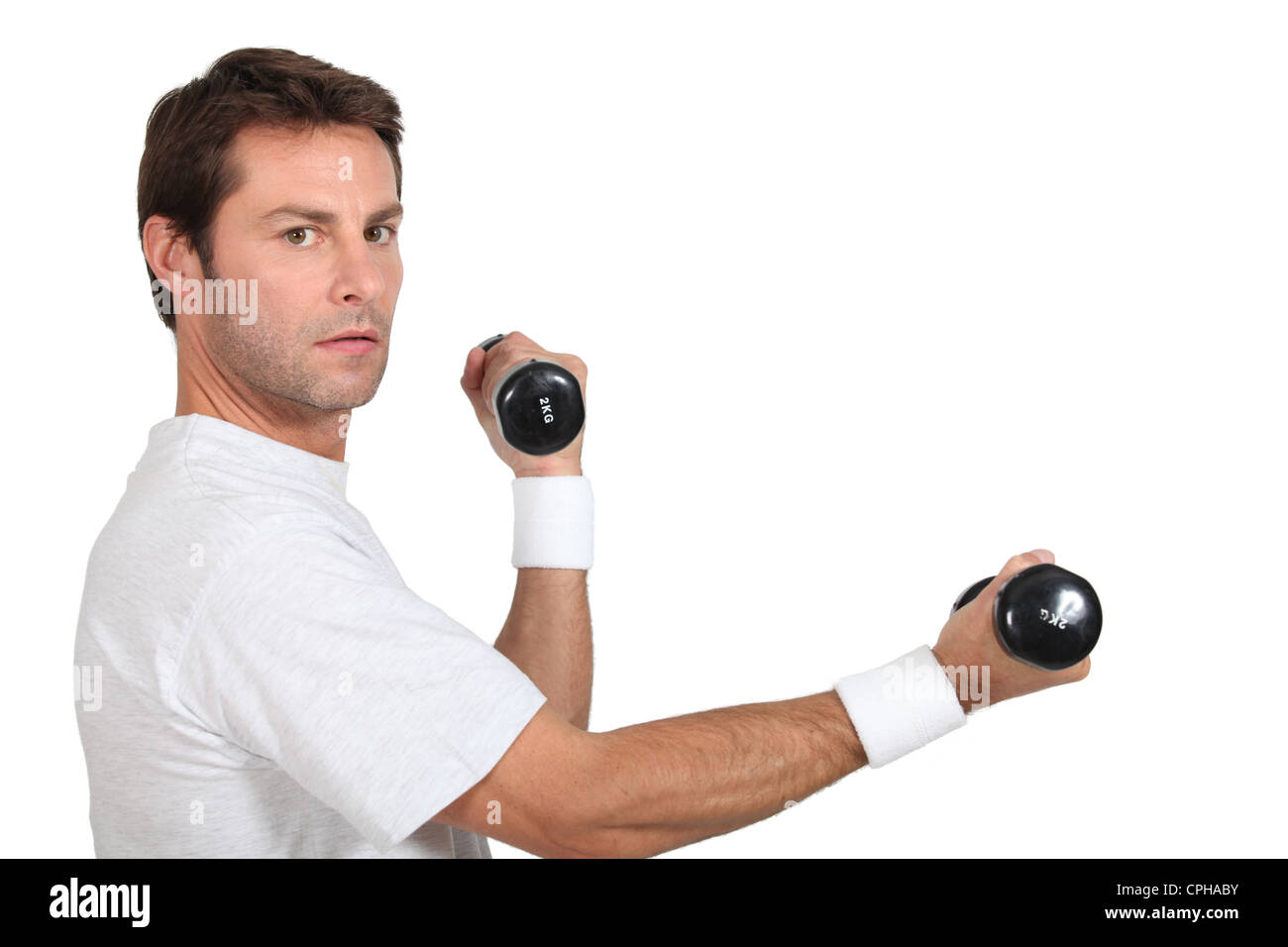 man with dumbbells Stock Photo - Alamy
