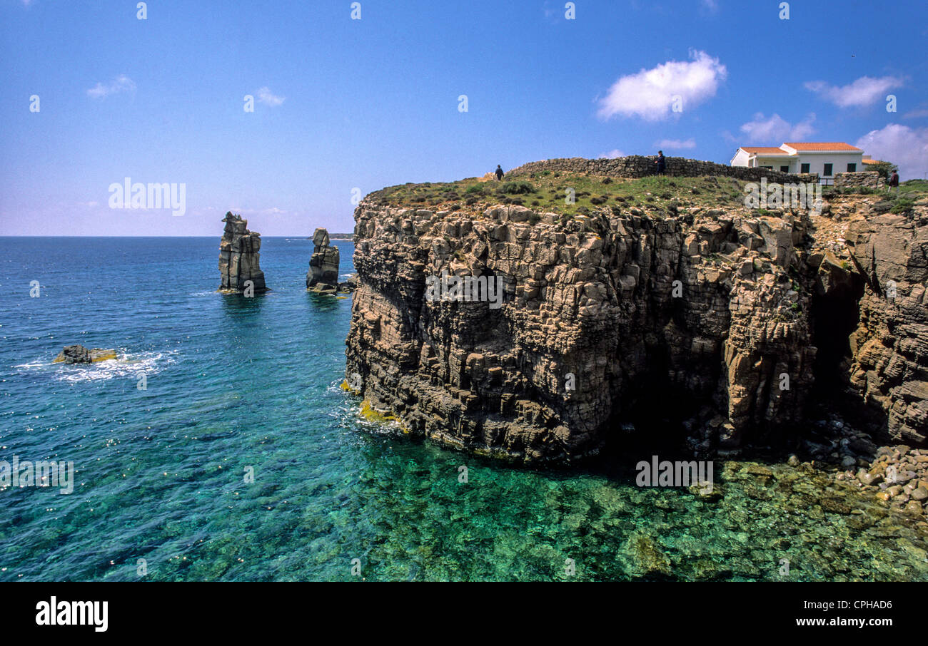 Europe Sardinia San Pietro Island Punta delle Colonne Le Colonne Stock ...