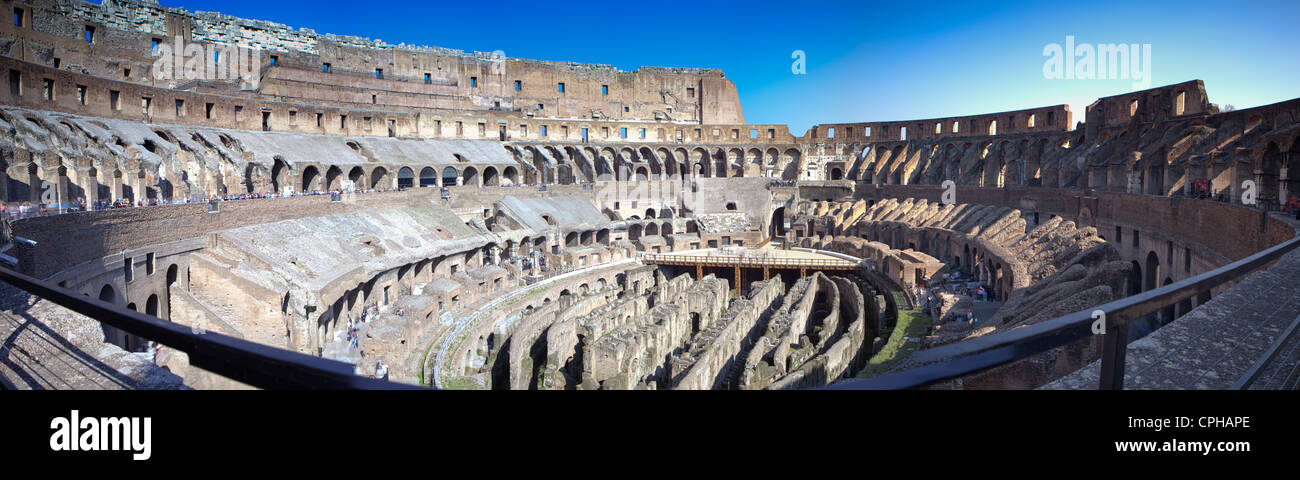 A panoramic photograph of the inside of the Colosseum in Rome, Italy ...