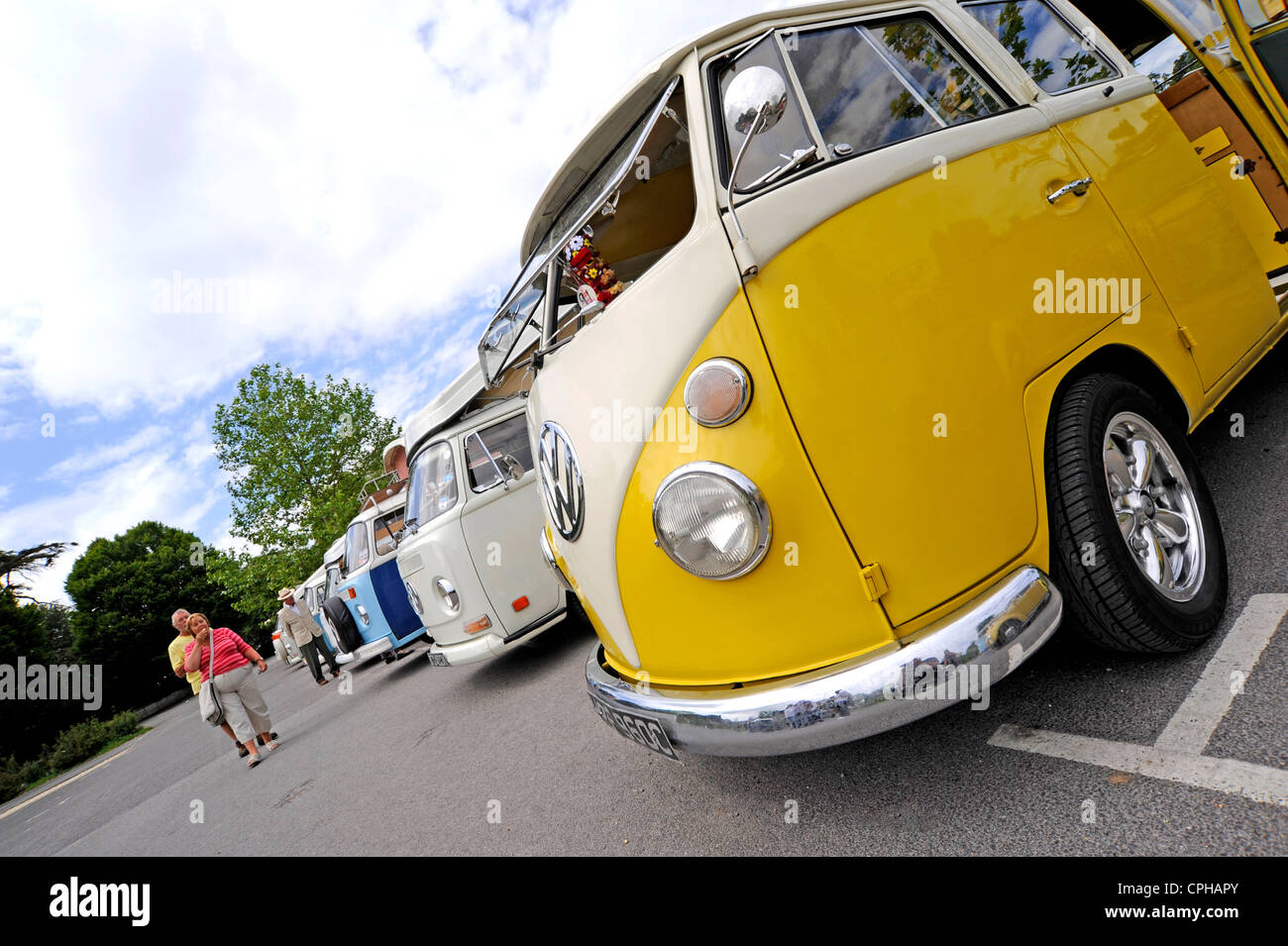 VW camper vans on show at a vintage rally Stock Photo - Alamy