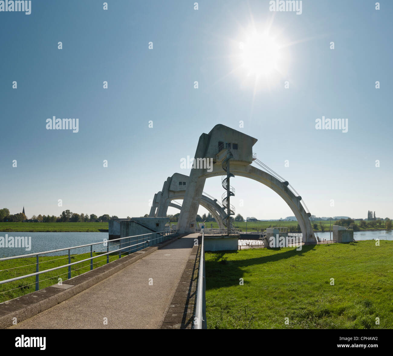 Netherlands, Holland, Europe, Driel, landscape, water, autumn, Lock in ...