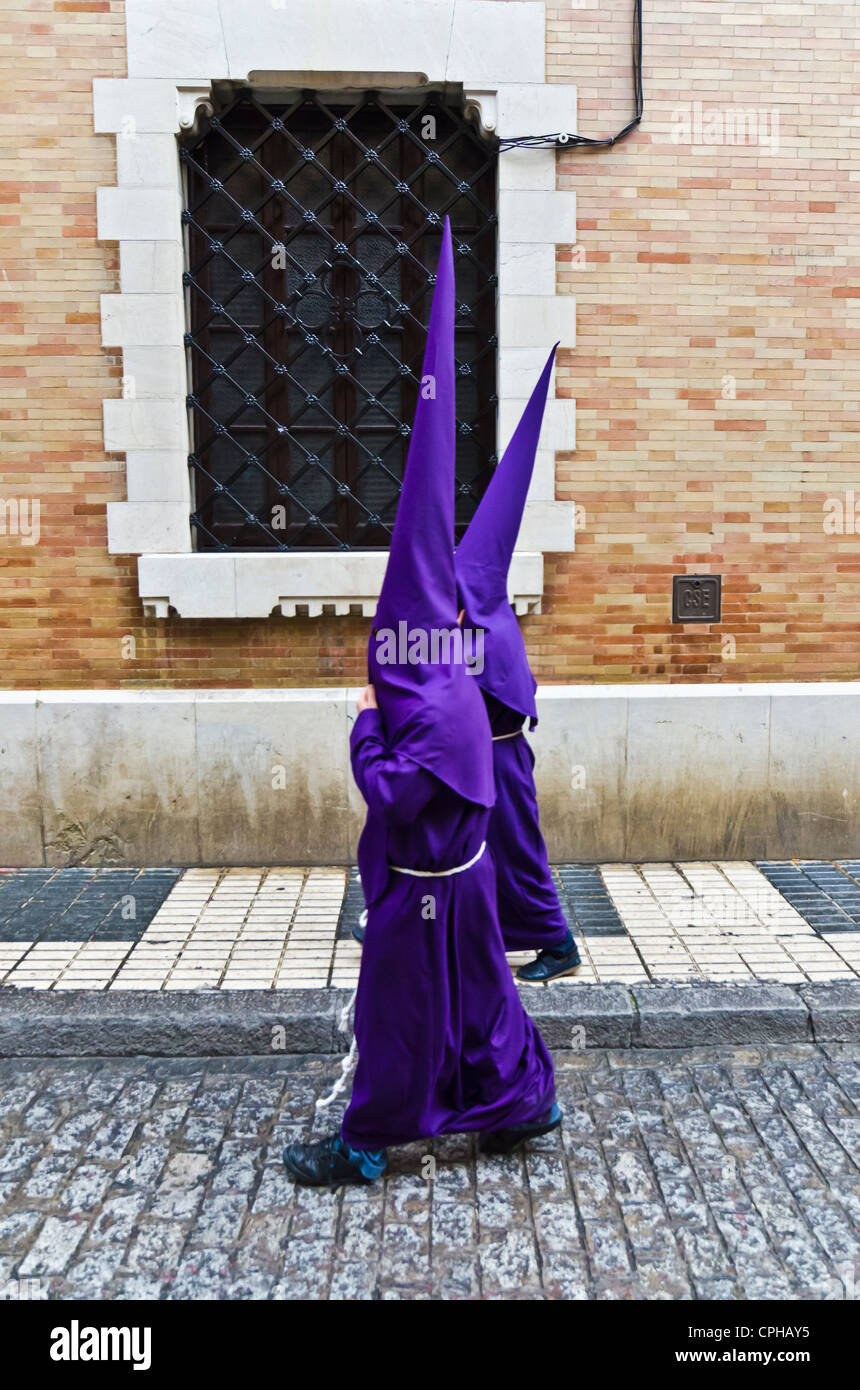 Penitents in Seville during Holy week celebration, Andalusia, Spain ...