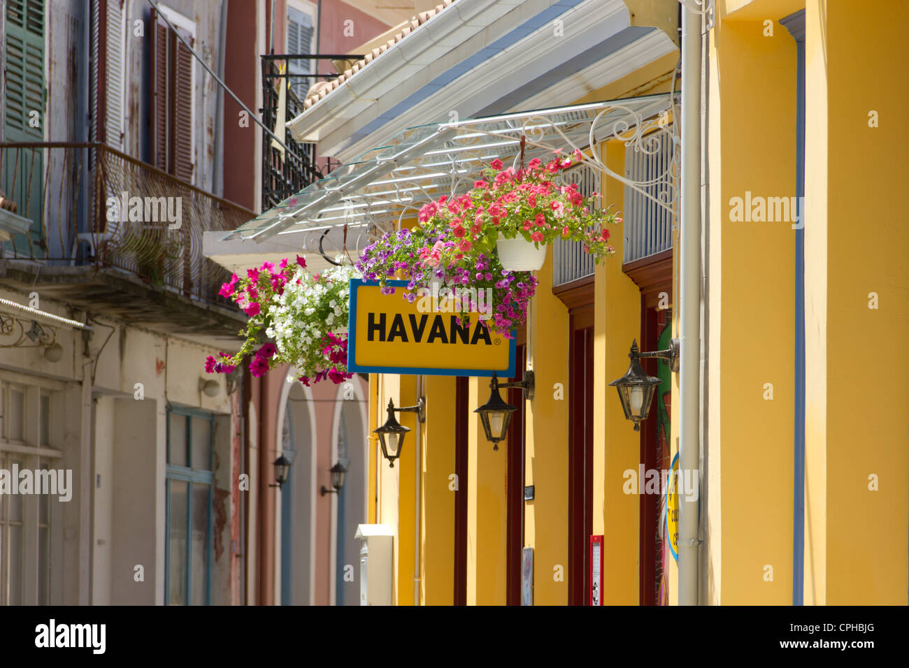 Havana restaurant in Lefkada town Greece Stock Photo - Alamy