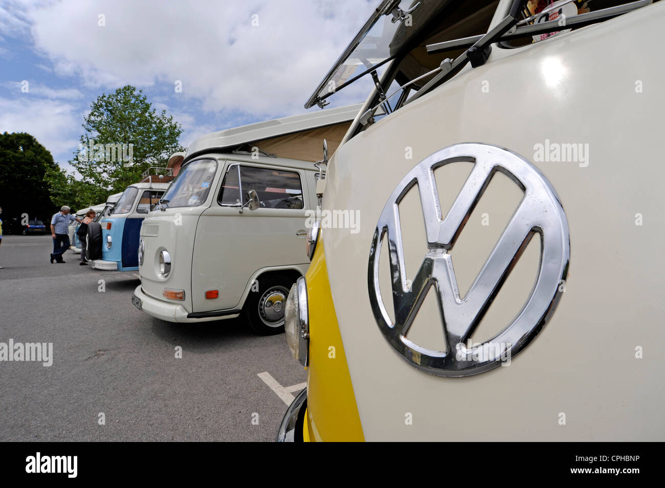 VW camper vans on show at a vintage rally Stock Photo - Alamy