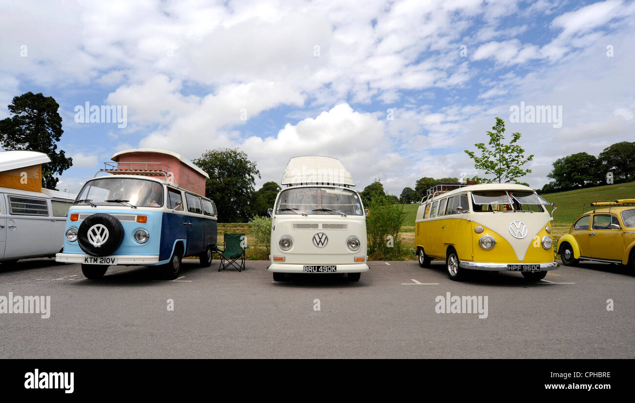 VW camper vans on show at a vintage rally Stock Photo - Alamy