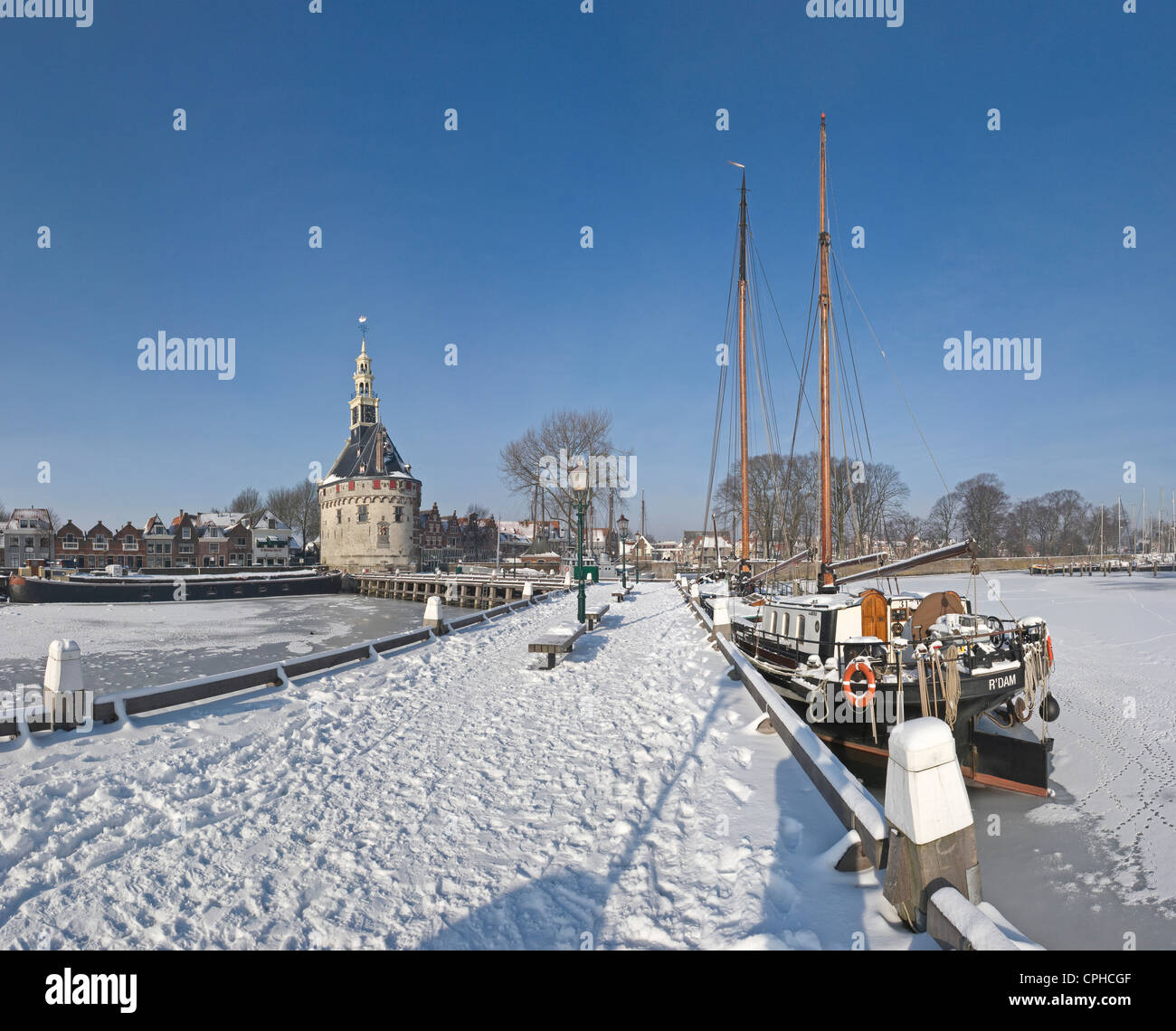 Netherlands, Holland, Europe, Hoorn, City, Village, Water, Winter, Snow ...
