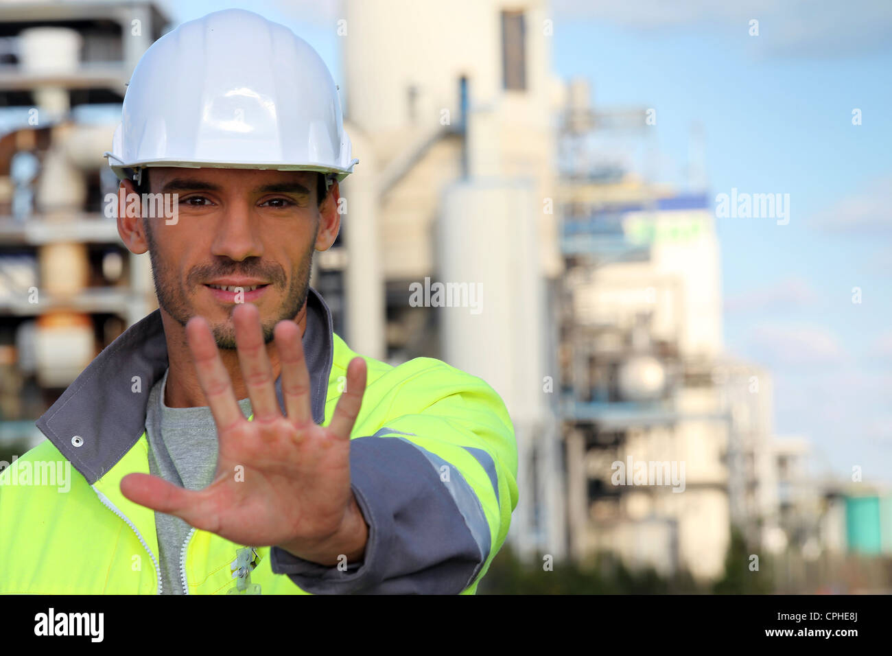 Stop sign construction man hard hi-res stock photography and images - Alamy
