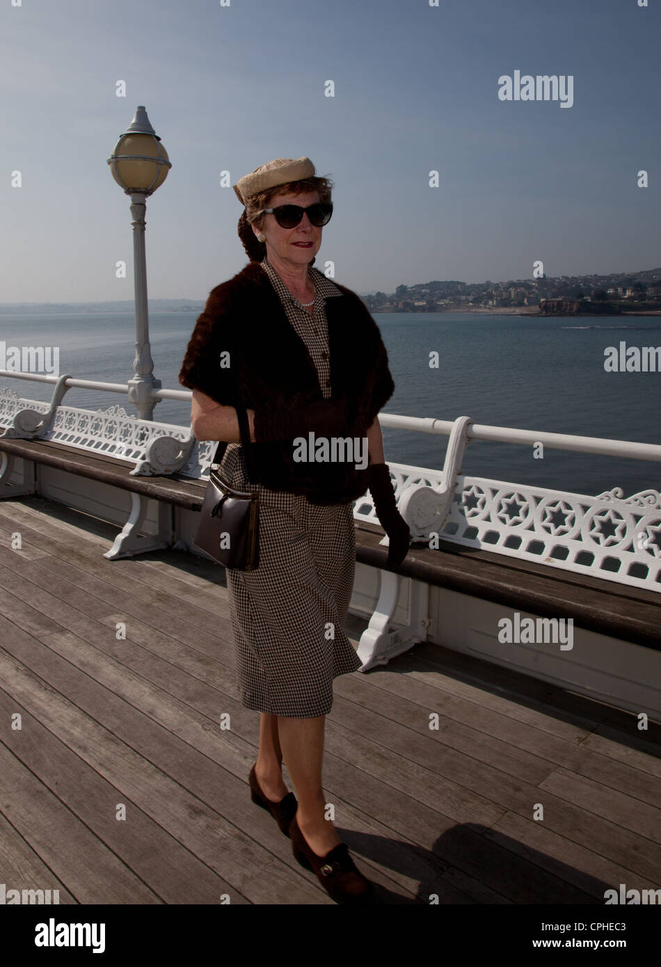 1940`s dressed woman on seafront location Stock Photo - Alamy