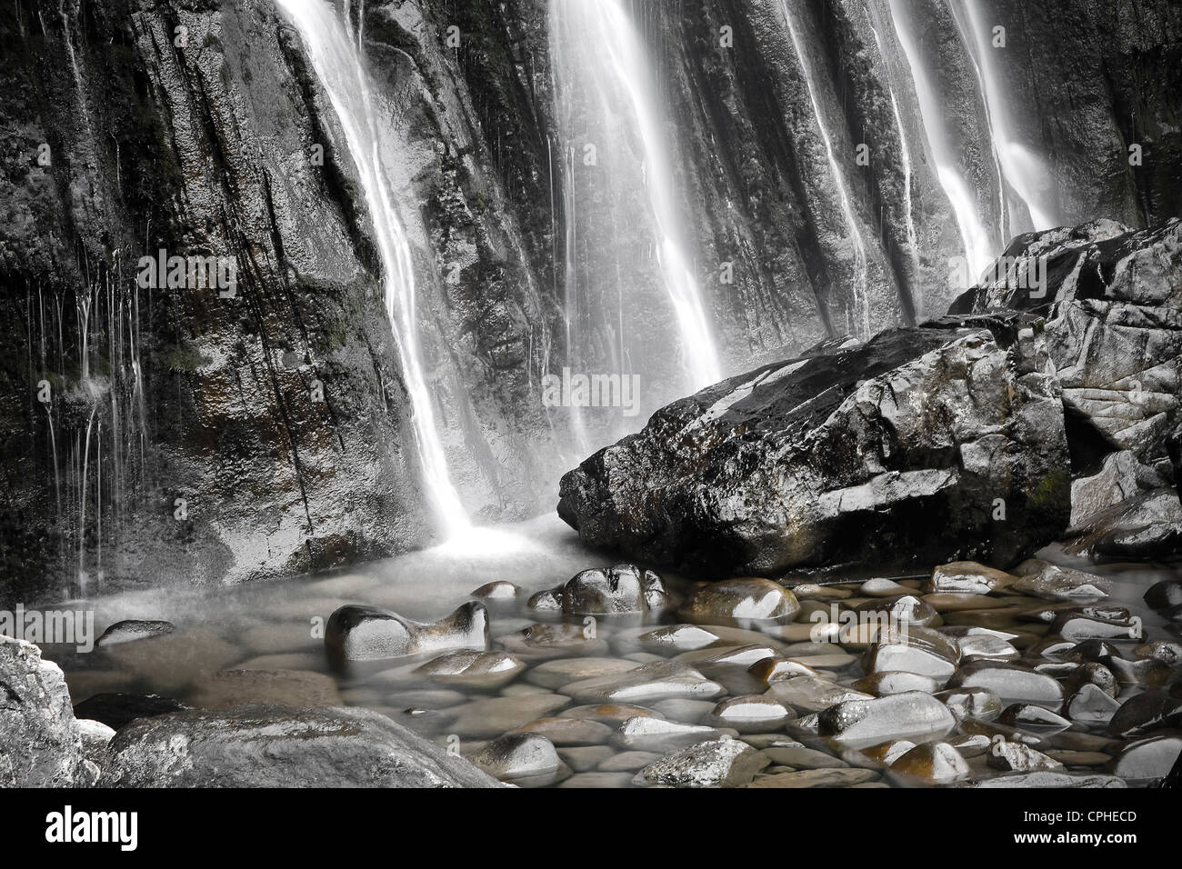 Waterfall in Ason river source. Collados del Ason Natural Park ...