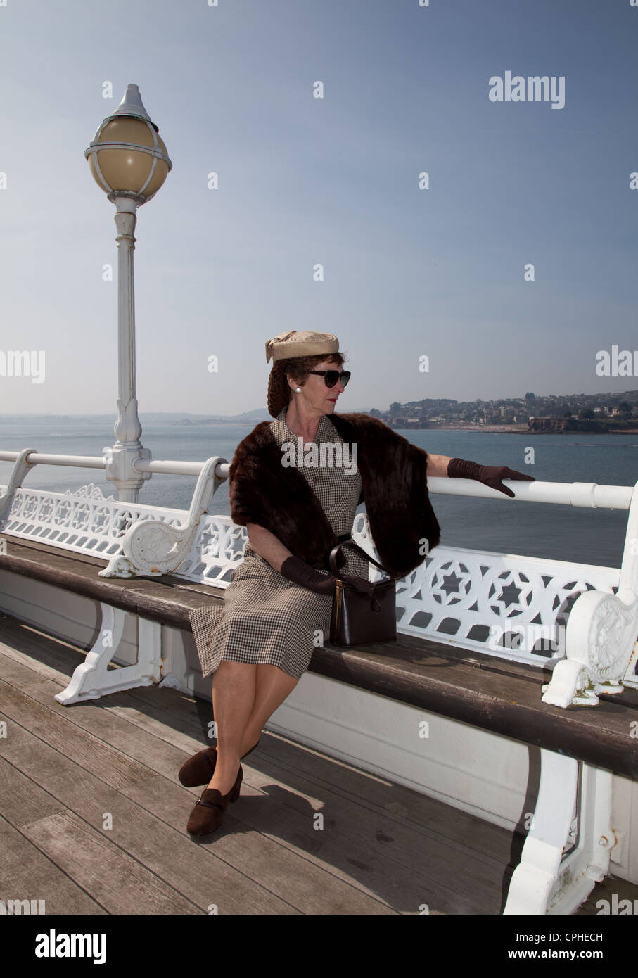 1940`s dressed woman on seafront location Stock Photo - Alamy