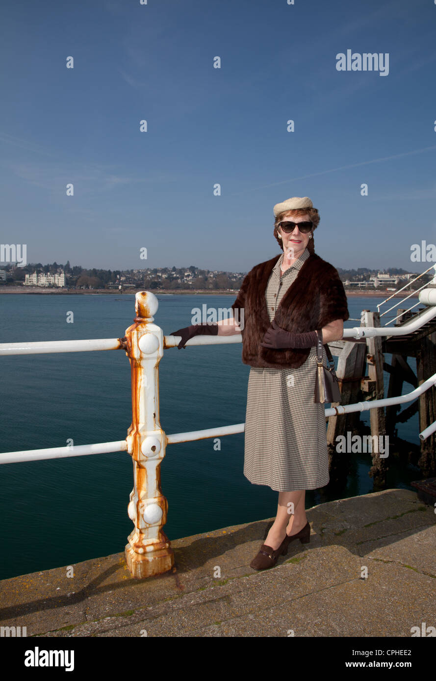 1940`s dressed woman on seafront location Stock Photo - Alamy