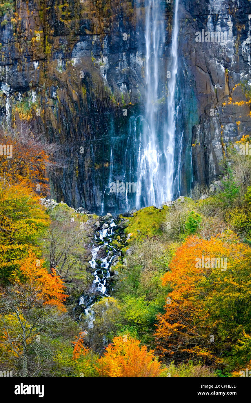Waterfall in Ason river source. Collados del Ason Natural Park ...