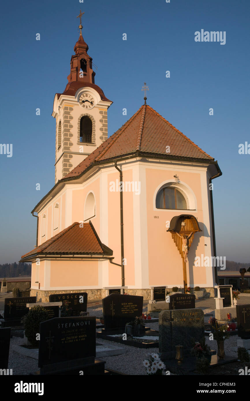 View of the the church of saint John, Brnik, near the Ljubljana airport ...