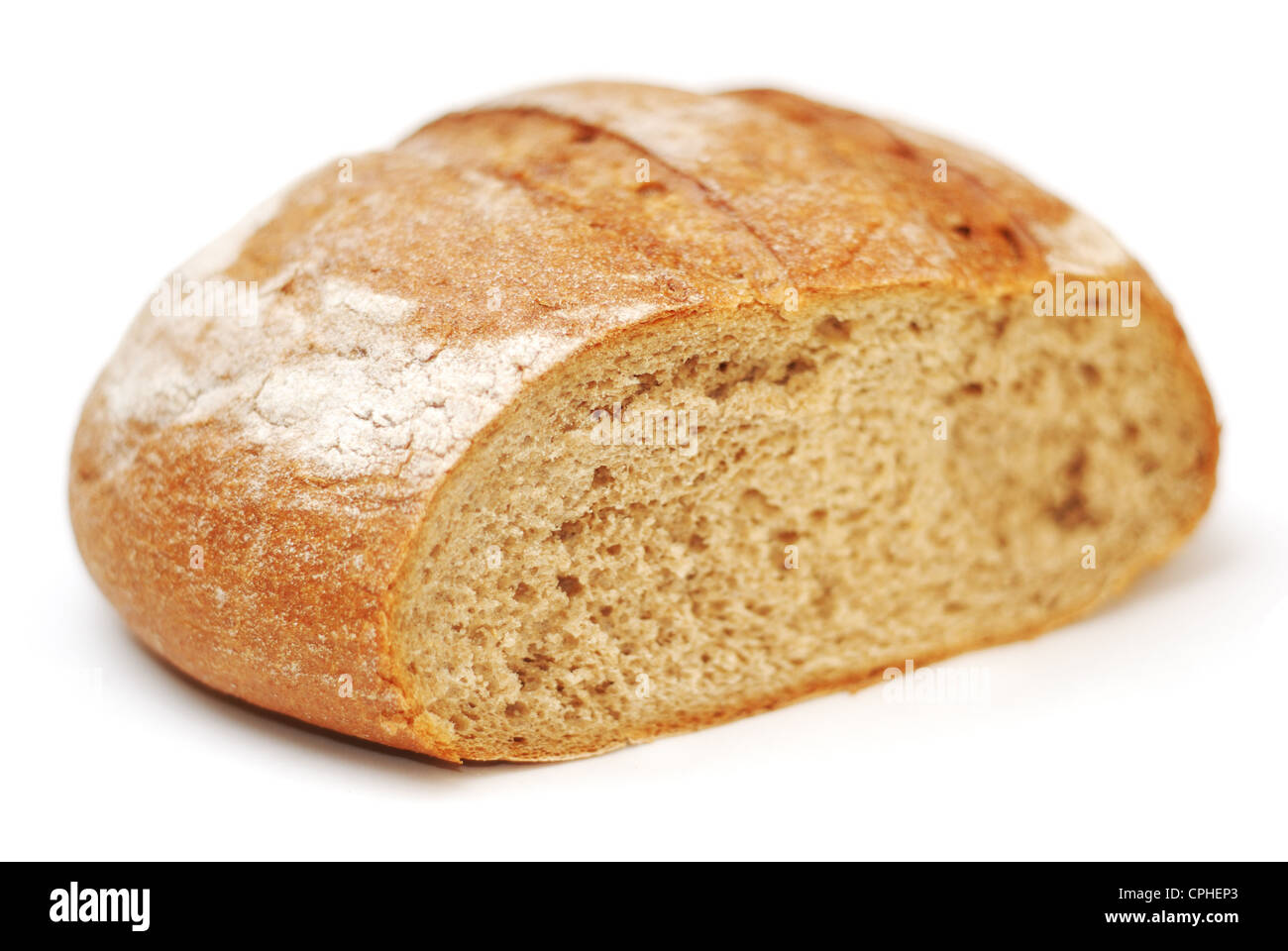 one loaf of newly-baked bread over white Stock Photo - Alamy