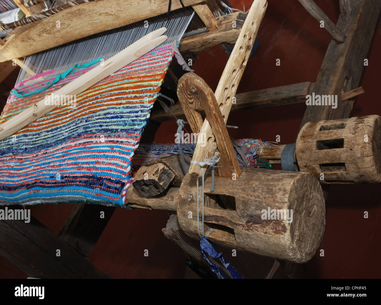 part of loom white thread homemade horizontal Stock Photo - Alamy