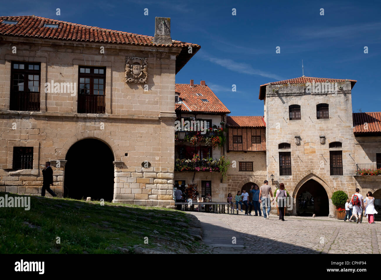 Square in an old village Stock Photo - Alamy