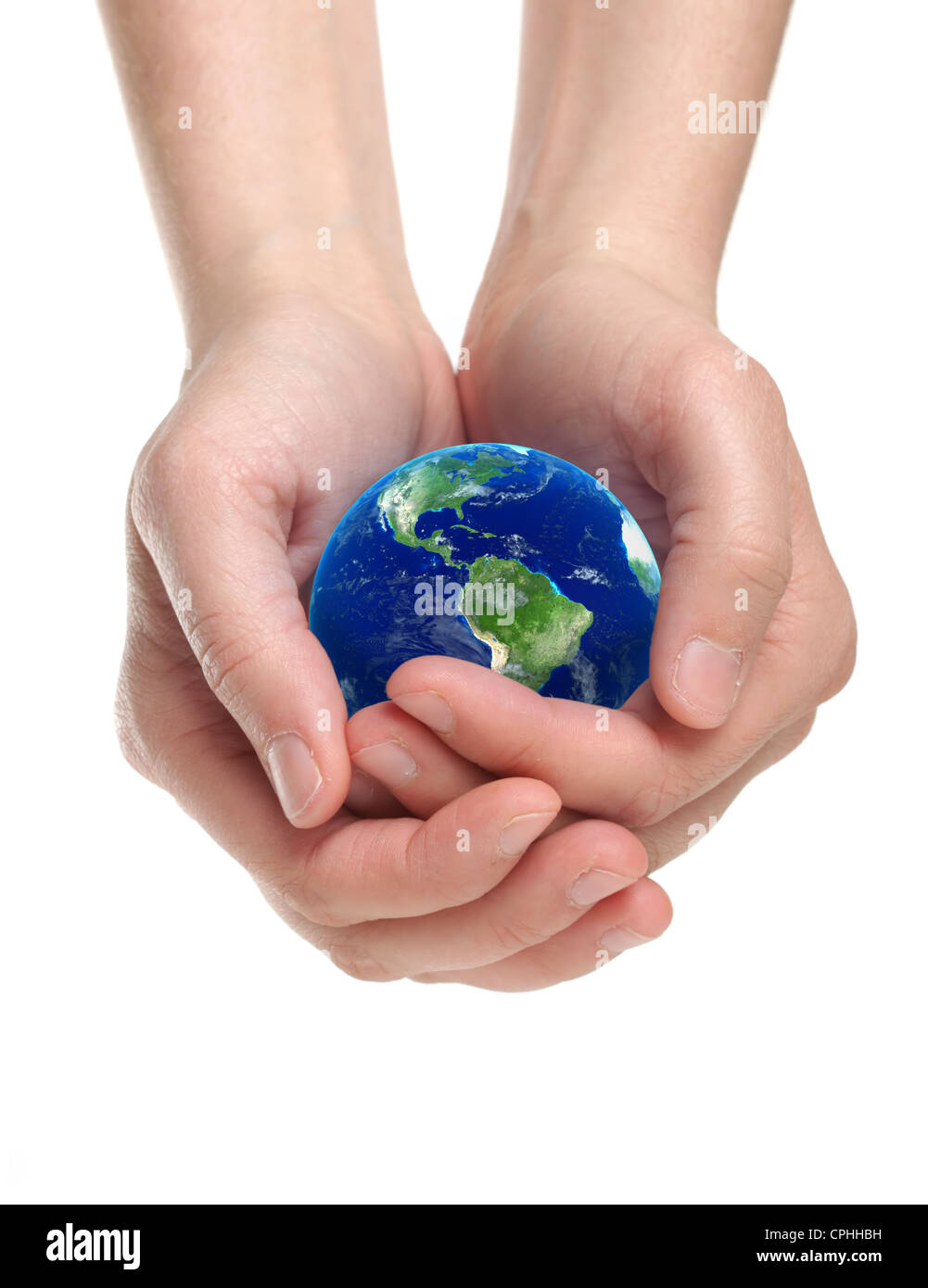 Hands holding earth Stock Photo - Alamy