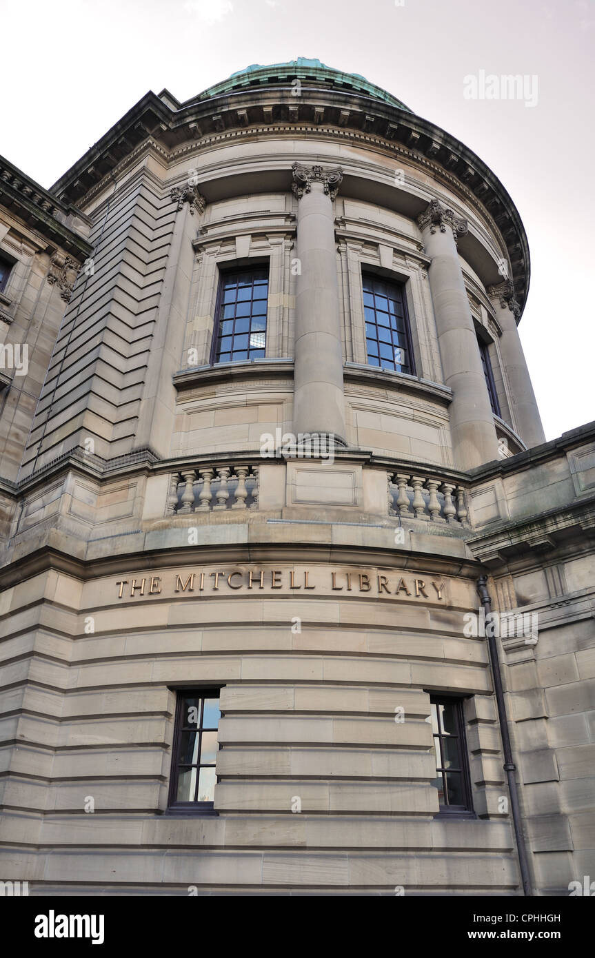 Exterior detail of the beautiful Mitchell Library building in Glasgow ...