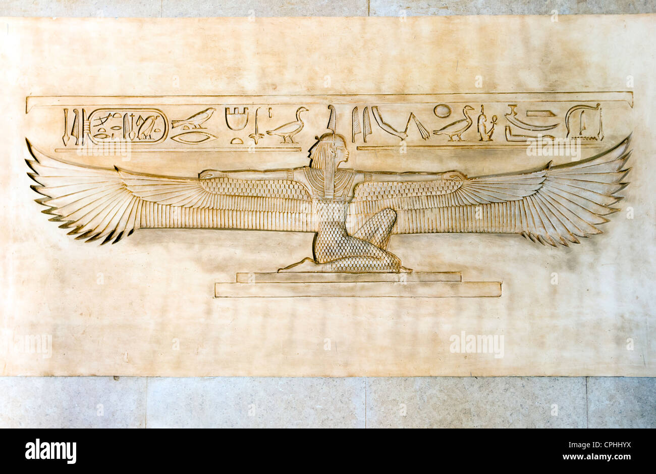Engraving of the goddess of the sky Nut in the Aswan train station ...