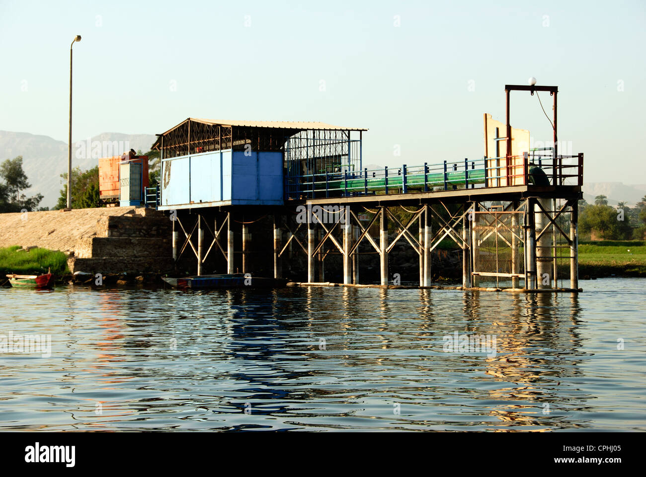 Pier on the Nile river - Thebes West, Upper Egypt Stock Photo - Alamy
