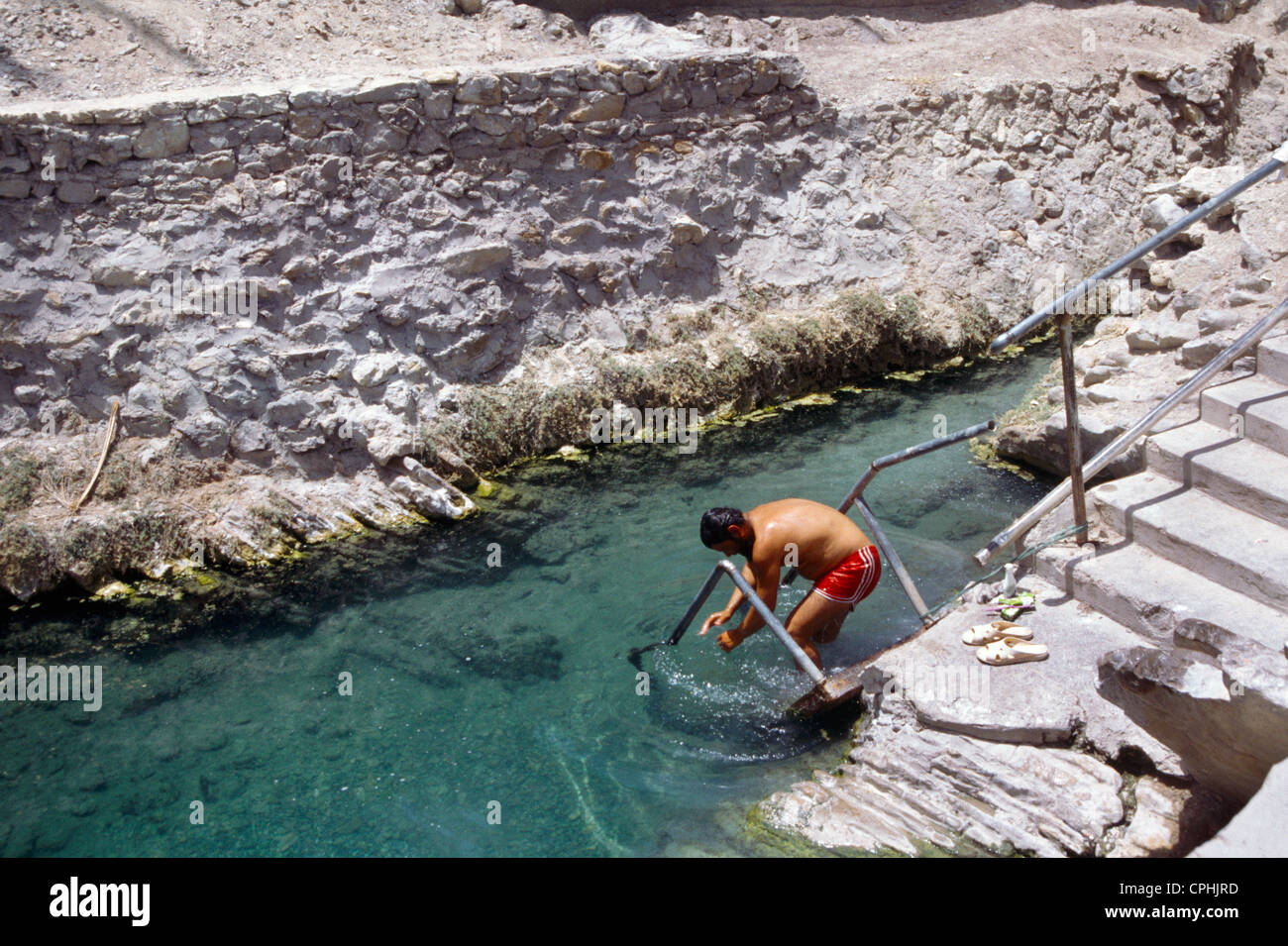Ras Al Khaimah UAE Khatt Hot Springs Man Washing His Hands Stock Photo ...