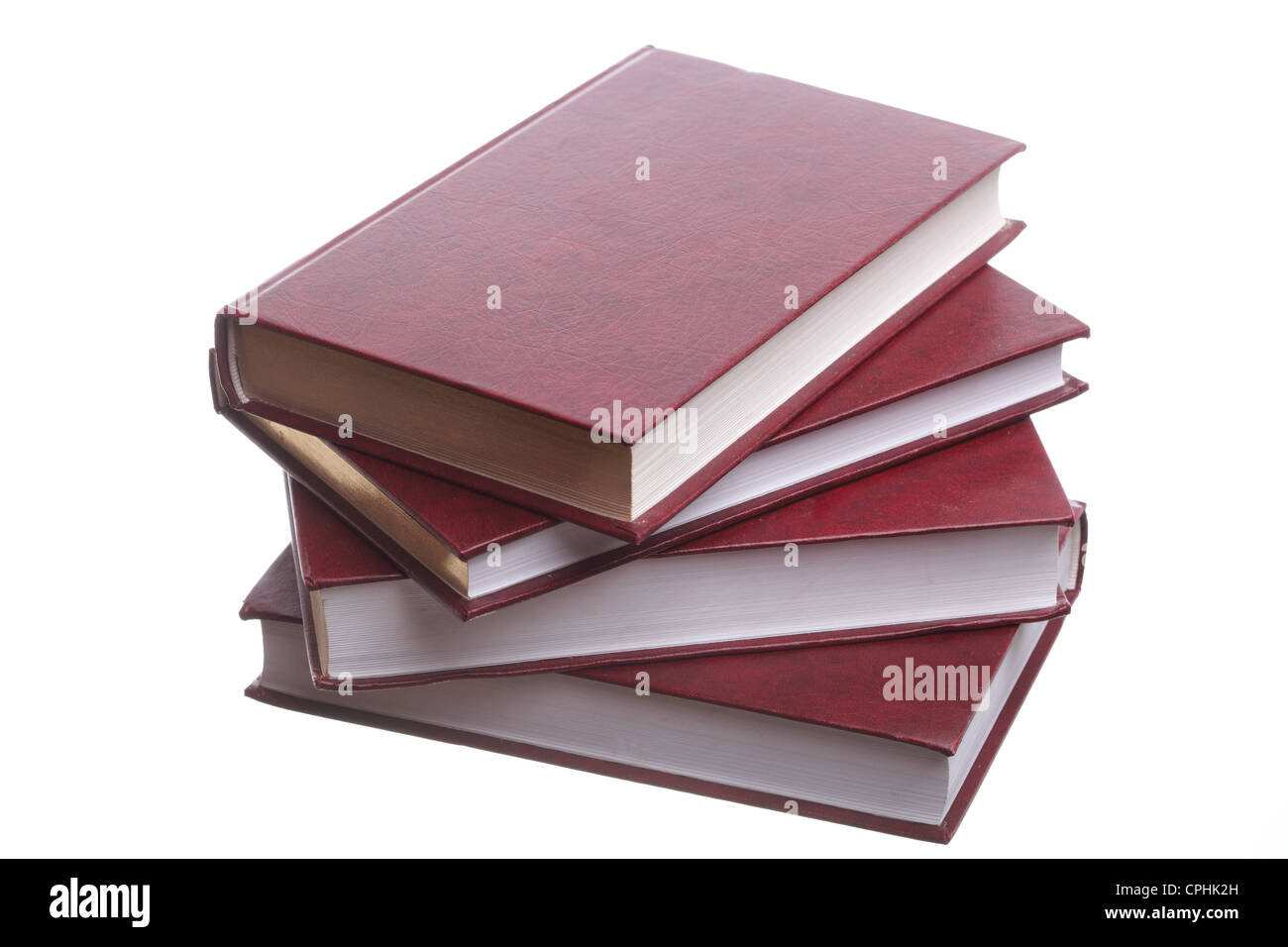 Isolated on white stack red book library object Stock Photo - Alamy