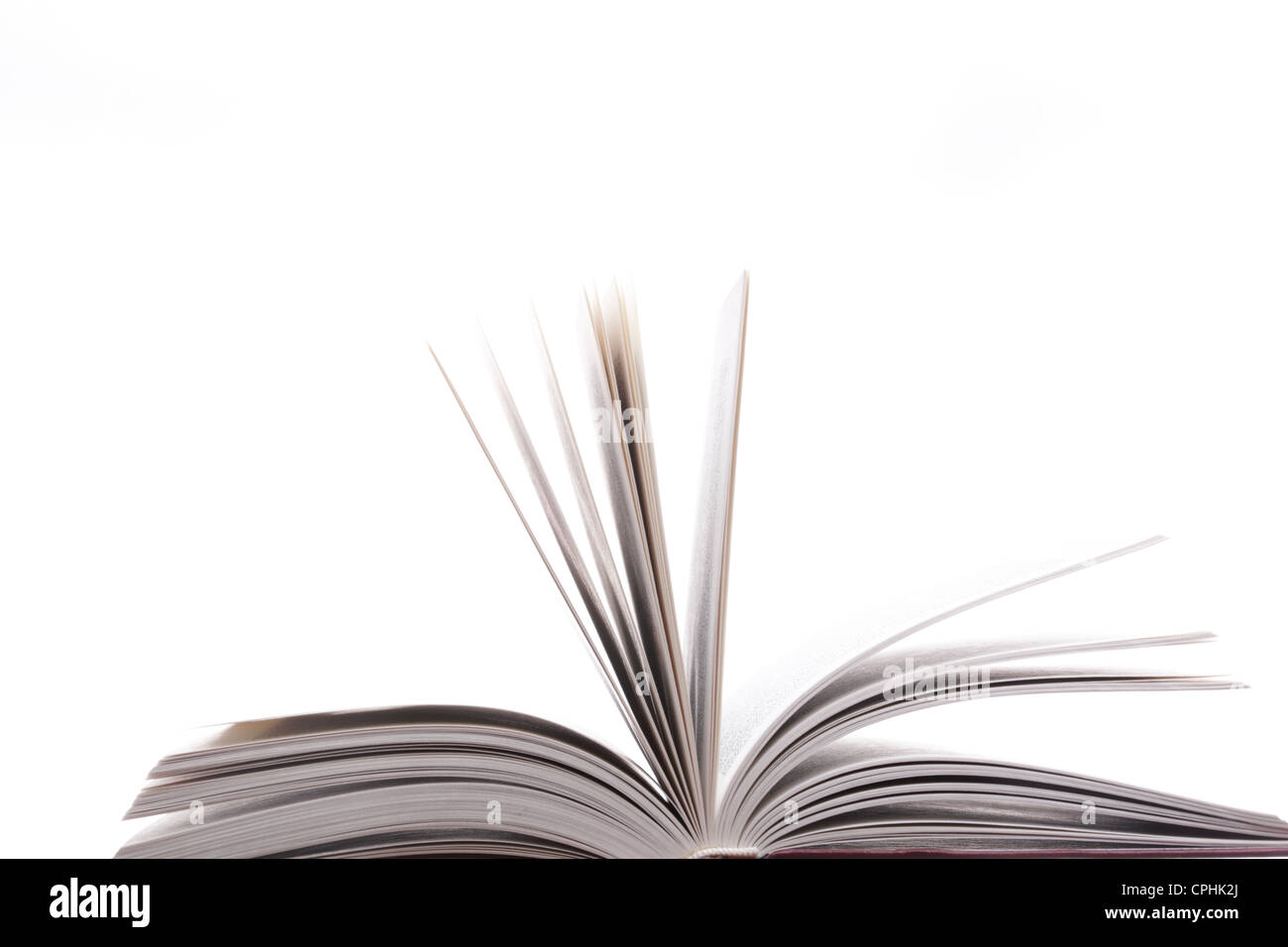 Isolated on white open book library object Stock Photo - Alamy