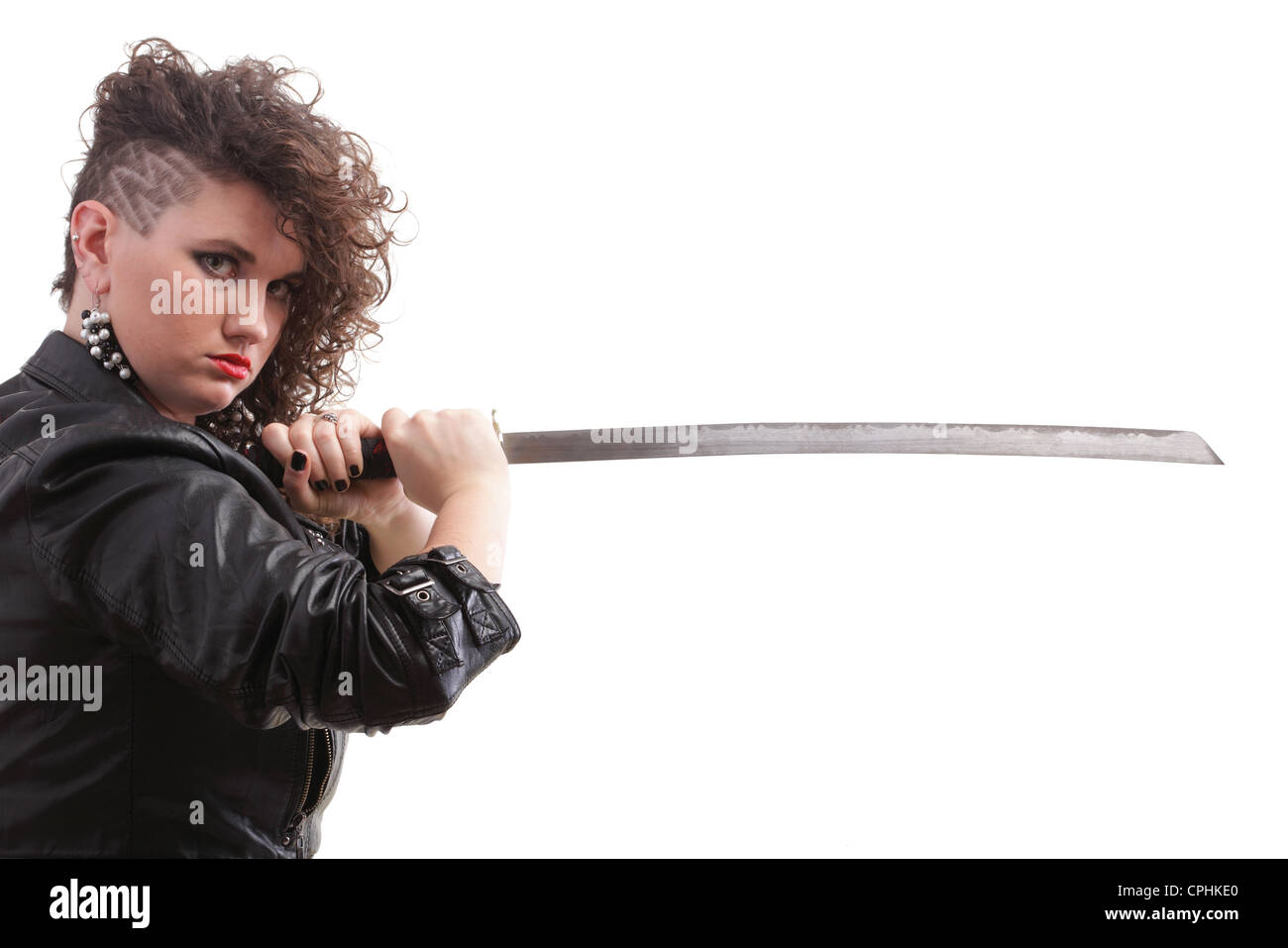 Girl - woman ear piercing dark curly hair natural brown-haired holding ...