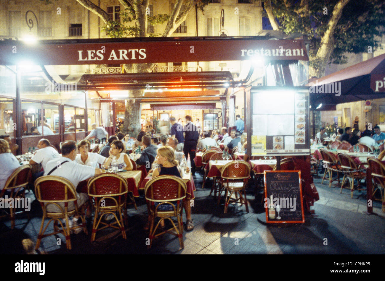 Avignon France Cafe At Night Stock Photo - Alamy