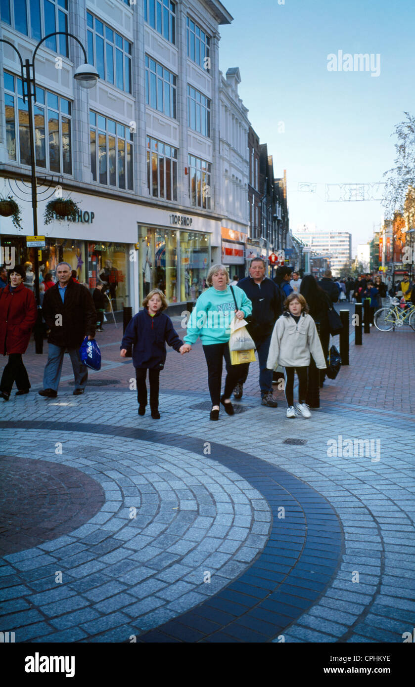 Sutton Surrey England Family Shopping In High Street Stock Photo - Alamy
