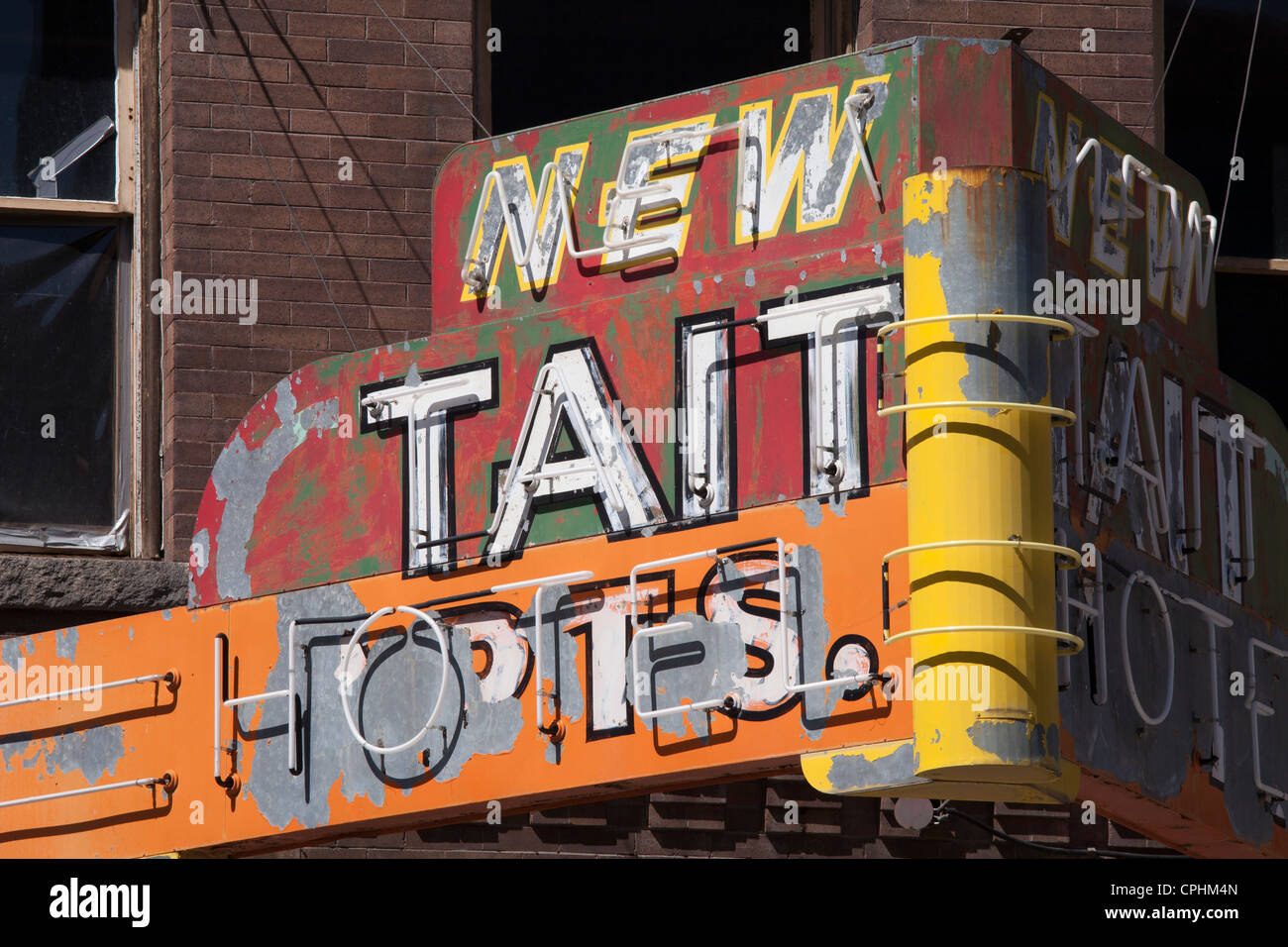 Sign of the New Tait Hotel, Butte, Montana. USA Stock Photo - Alamy