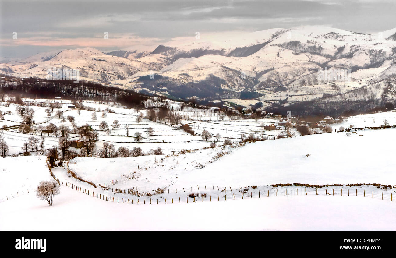 Aerial view snowed mountain landscape hi-res stock photography and ...