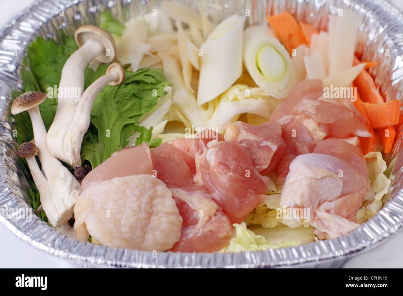 Chanko nabe (shiabu-shiabu) ingredients.Specific Japanese food,an ...