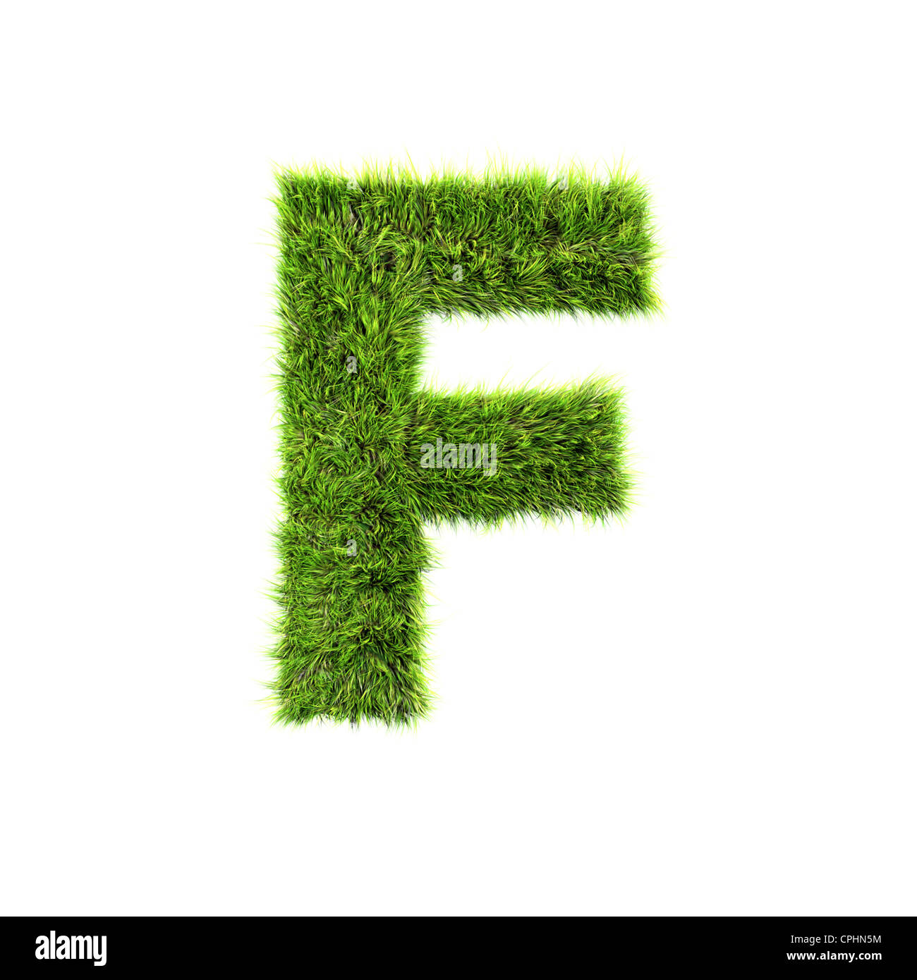3d grass letter isolated on white background - F Stock Photo - Alamy