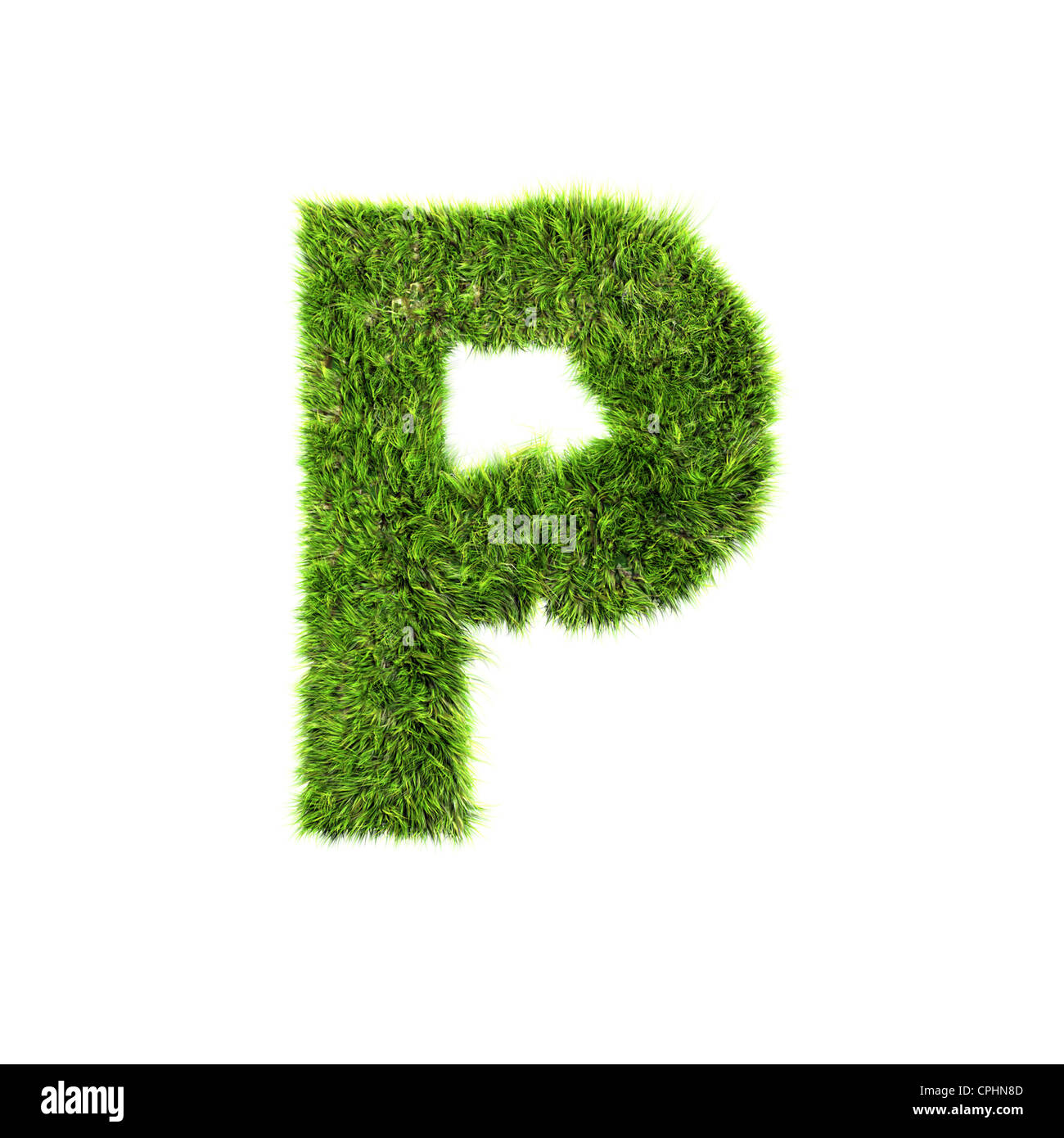 3d grass letter isolated on white background - P Stock Photo - Alamy