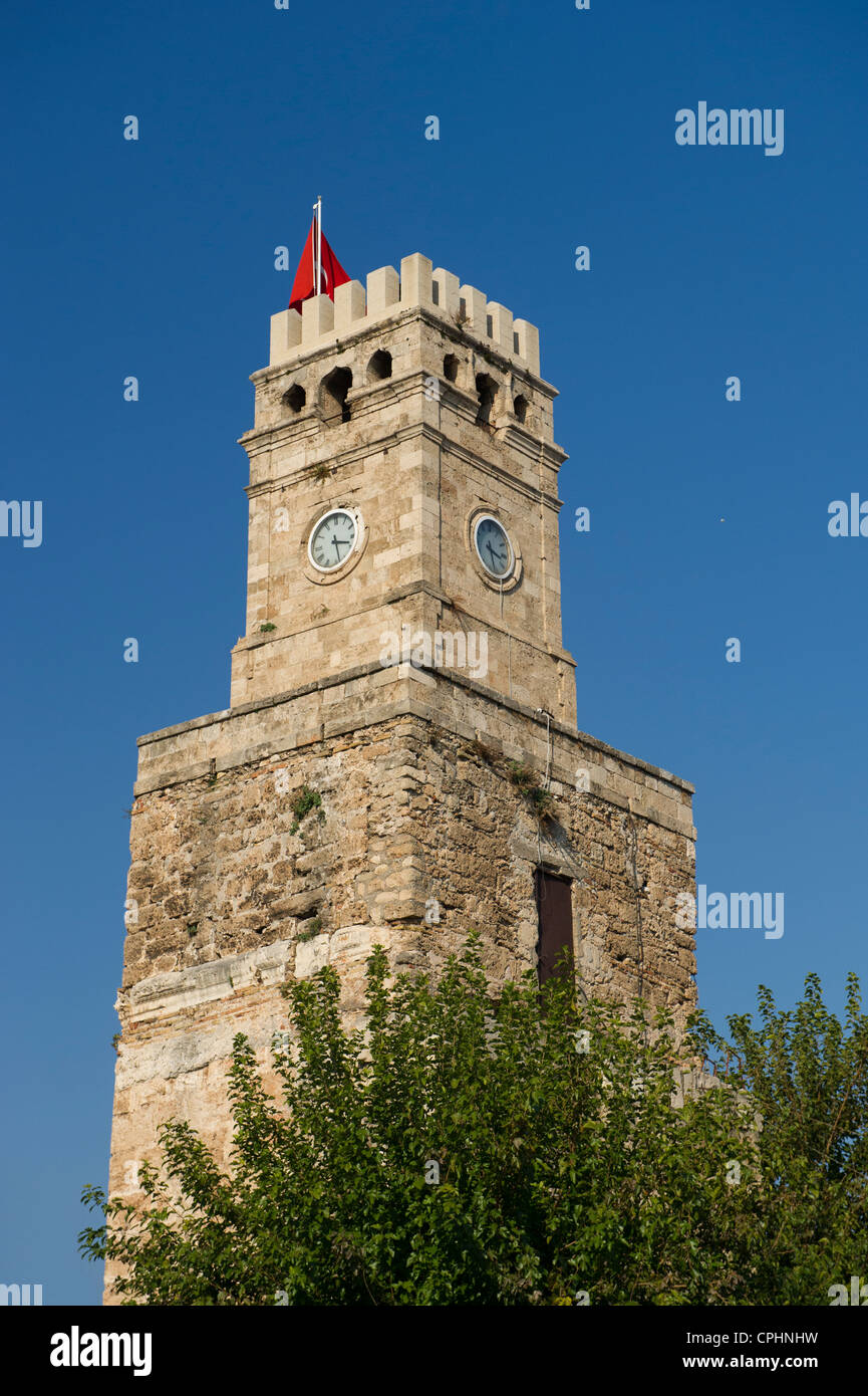 Clock tower from the citadel in Antalya Turkey Stock Photo - Alamy